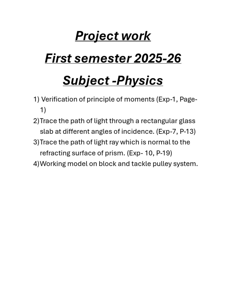 Class 10 Physics Project First Semester | PDF