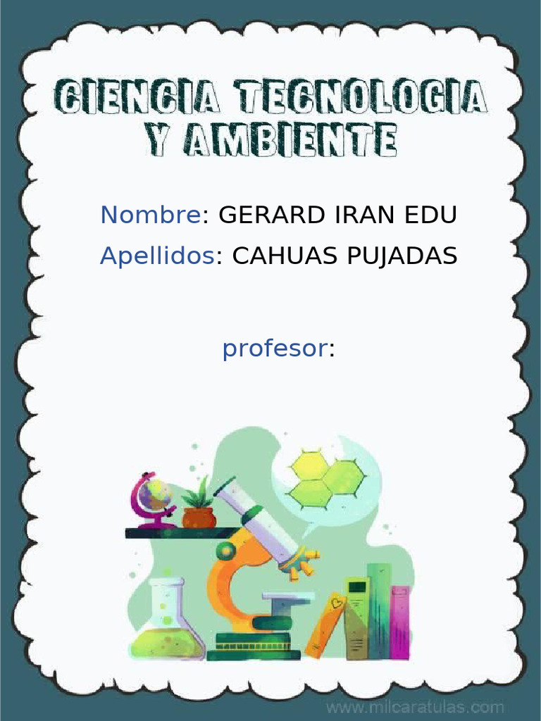 Caratula de Ciencia Tecnología y Ambiente en Word | PDF