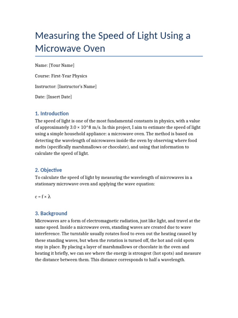 Measuring Speed of Light Project 12pages | PDF | Speed Of Light | Light