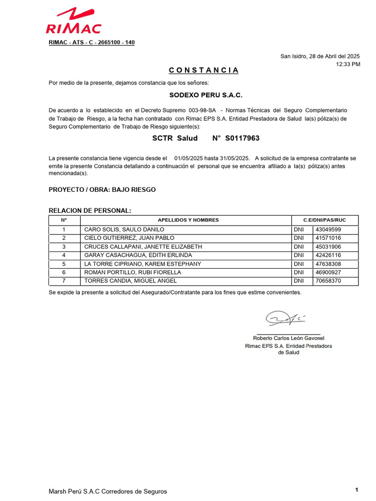 SCTR Salud Hse | PDF