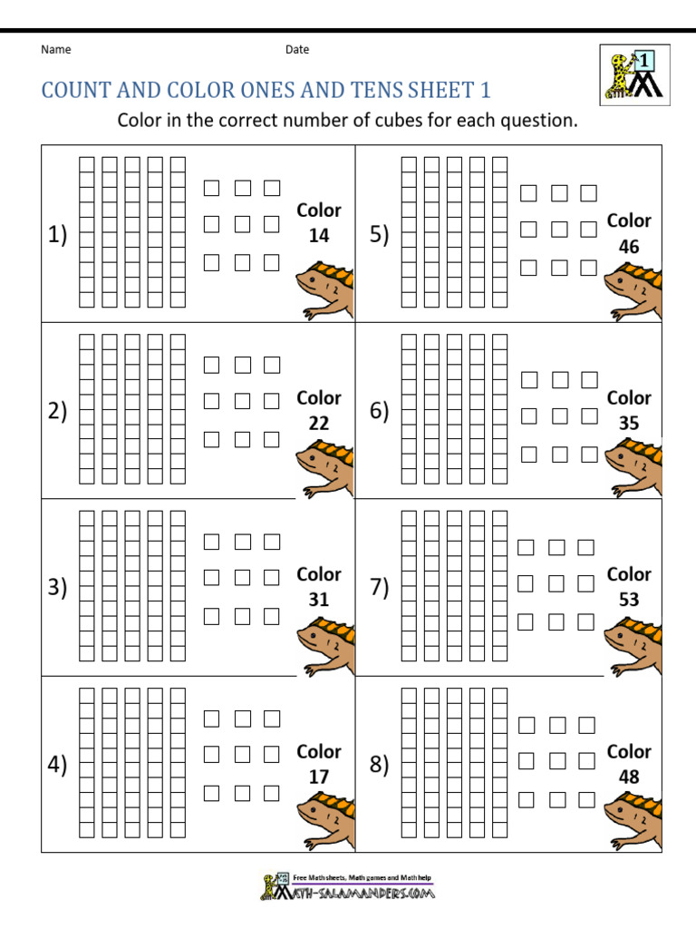 Count and Color Ones and Tens 1 | PDF