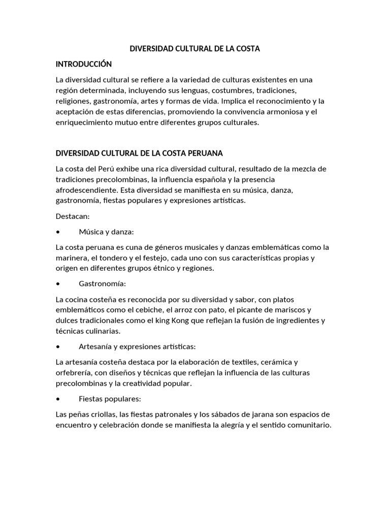 DPCC Diversidad Cultural | PDF | Perú | Tradiciones