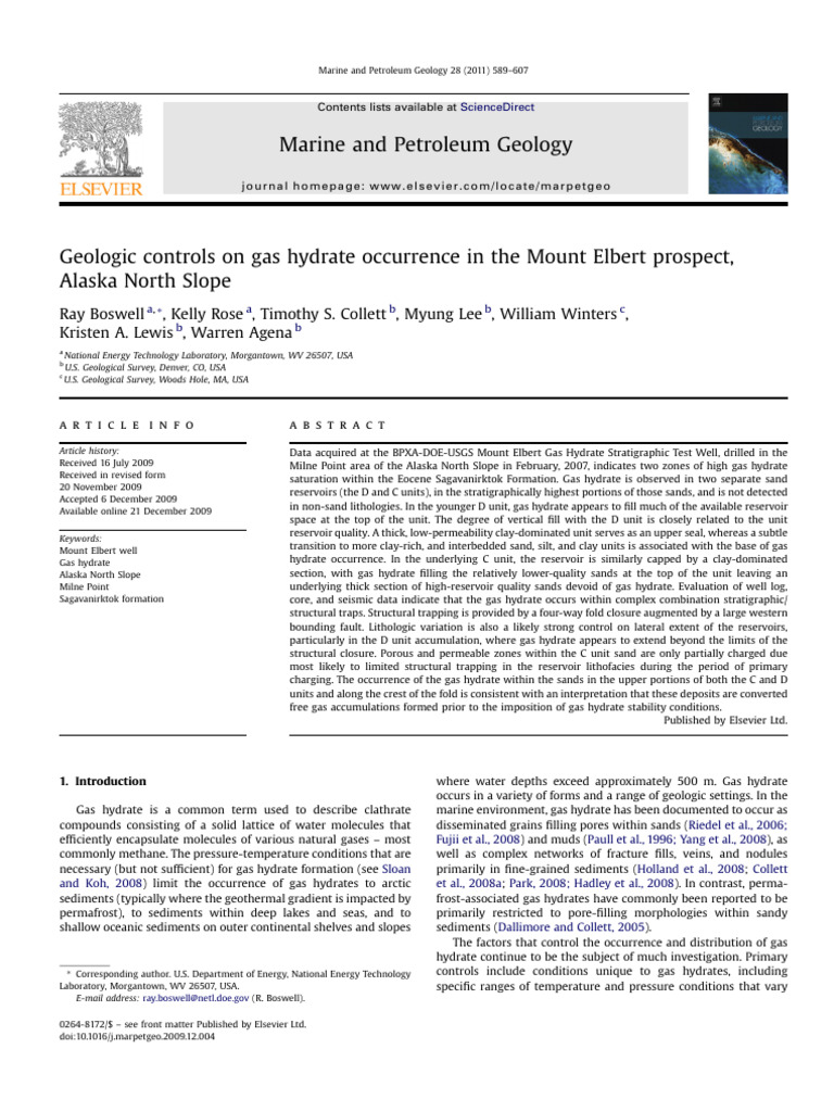 Geologic Controls On Gas Hydrate Occurrence in The Mount Elbert Prospect | PDF | Petroleum ...