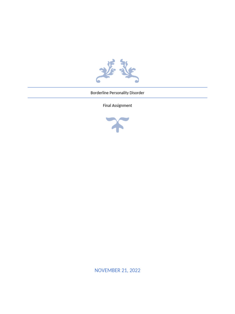 DSM Final Assignment | PDF | Borderline Personality Disorder | Mental ...