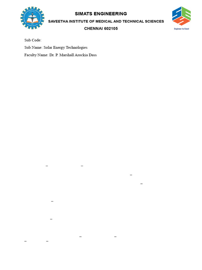 EEM09 Solar Energy Technology | PDF | Photovoltaics | Solar Cell