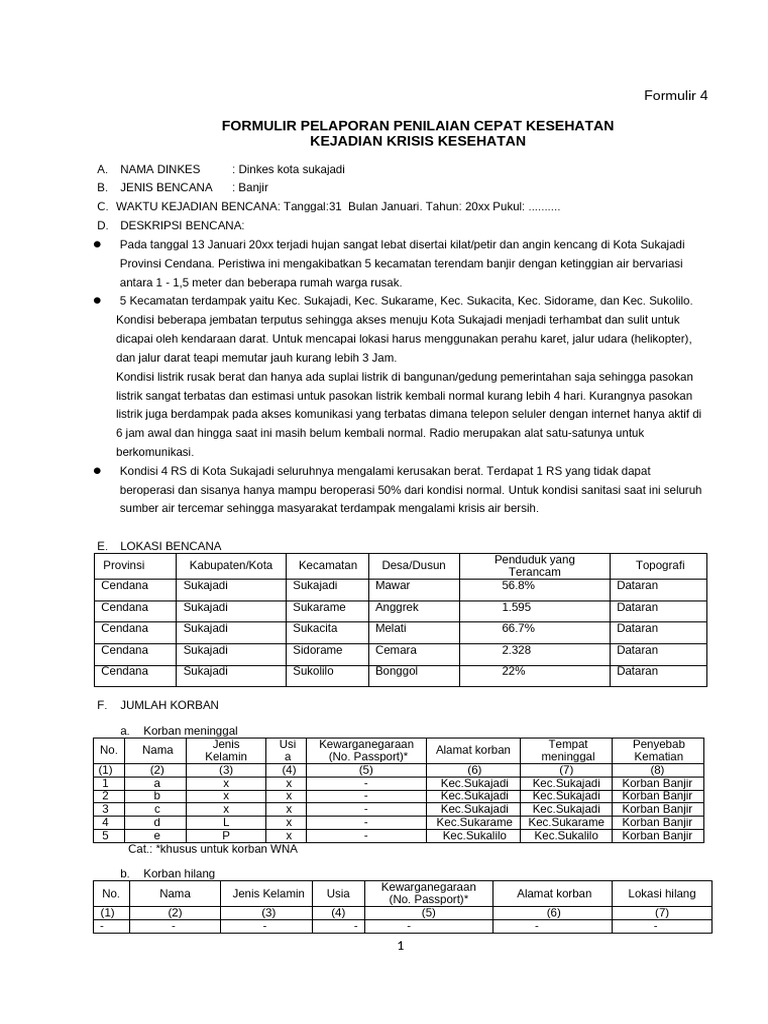 Form RHA Manajemen Krisis Bencana Untuk Tenaga Kesehatan | PDF