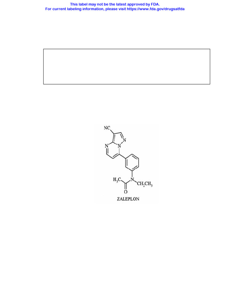 Zaleplon (Sonata) Capsules | PDF | Insomnia | Pharmacokinetics