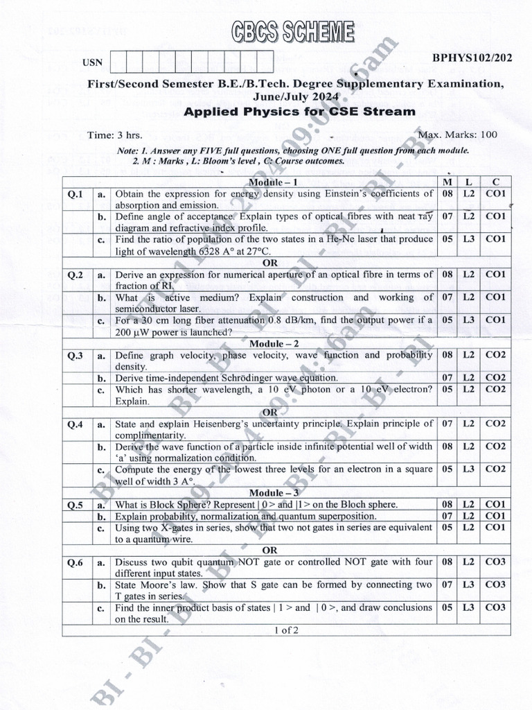 June-July.2024 - BPHYS102 Sup | PDF
