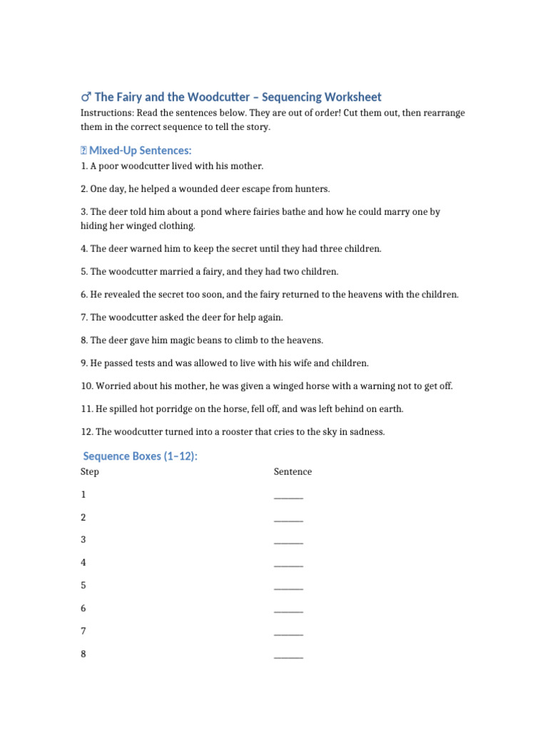 Fairy and Woodcutter Sequencing Activity | PDF