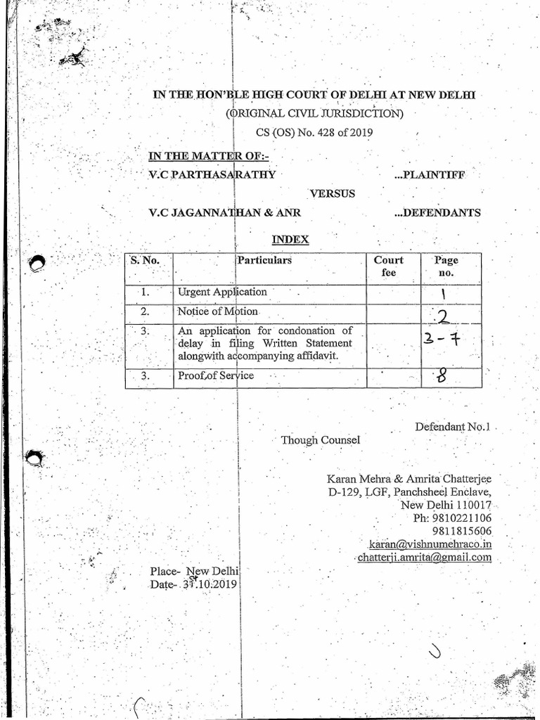 Application For Condonation of Delay Filing WS Filed by D-1 | PDF | Legal Concepts | Public Law