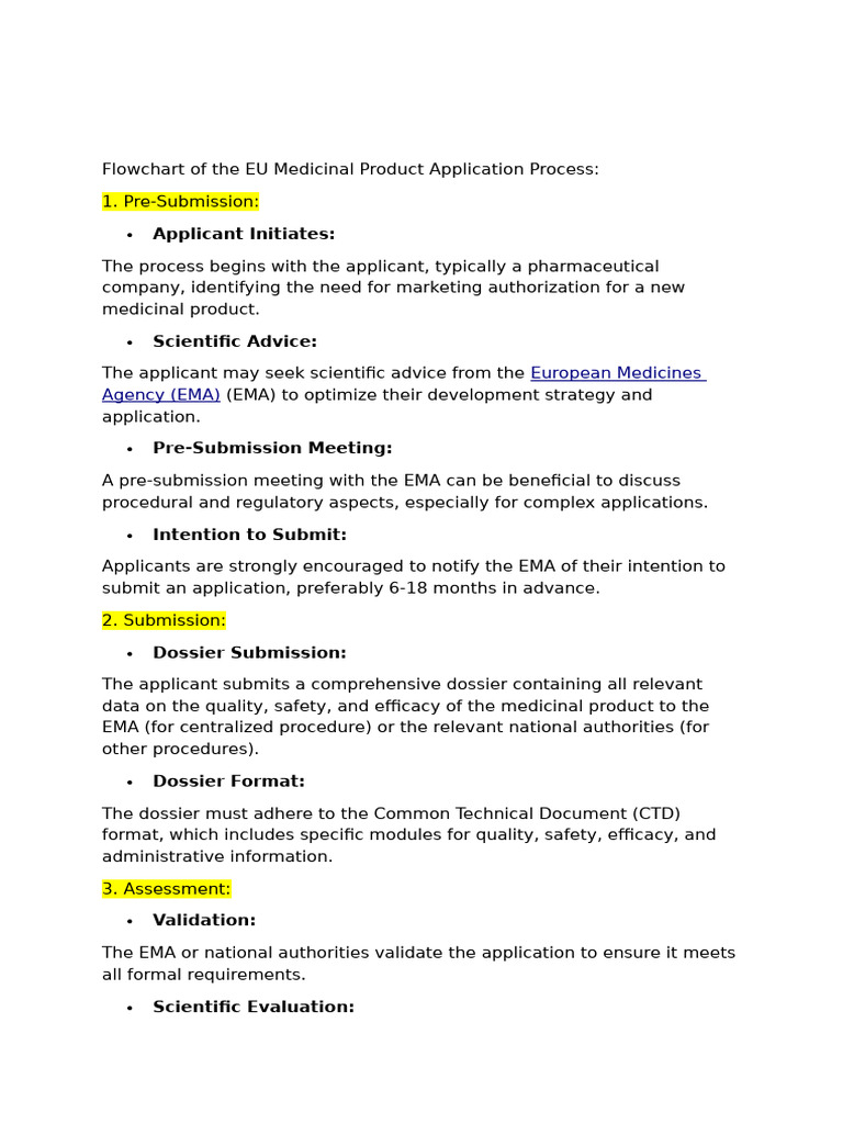 EU Medicinal Product Application Flowchart | PDF | Pharmaceutical ...