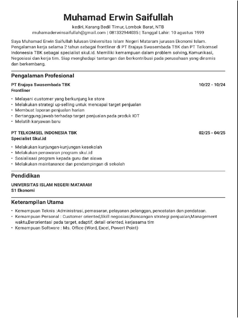 CV (Erwin) | PDF
