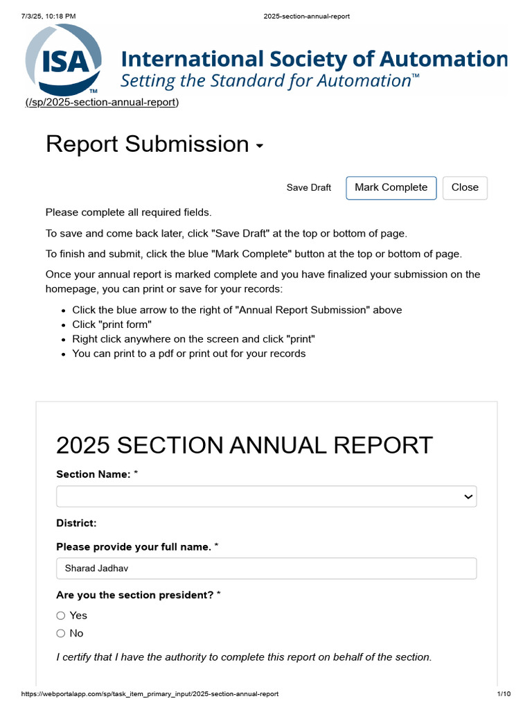 Format of 2025 Section Annual Report | PDF | Tax Exemption | Nonprofit ...