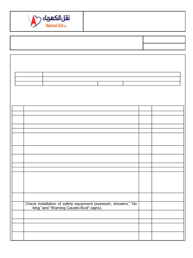 CL-NG-6460-002-046 Checklist For Station Batteries Rev00 | PDF ...