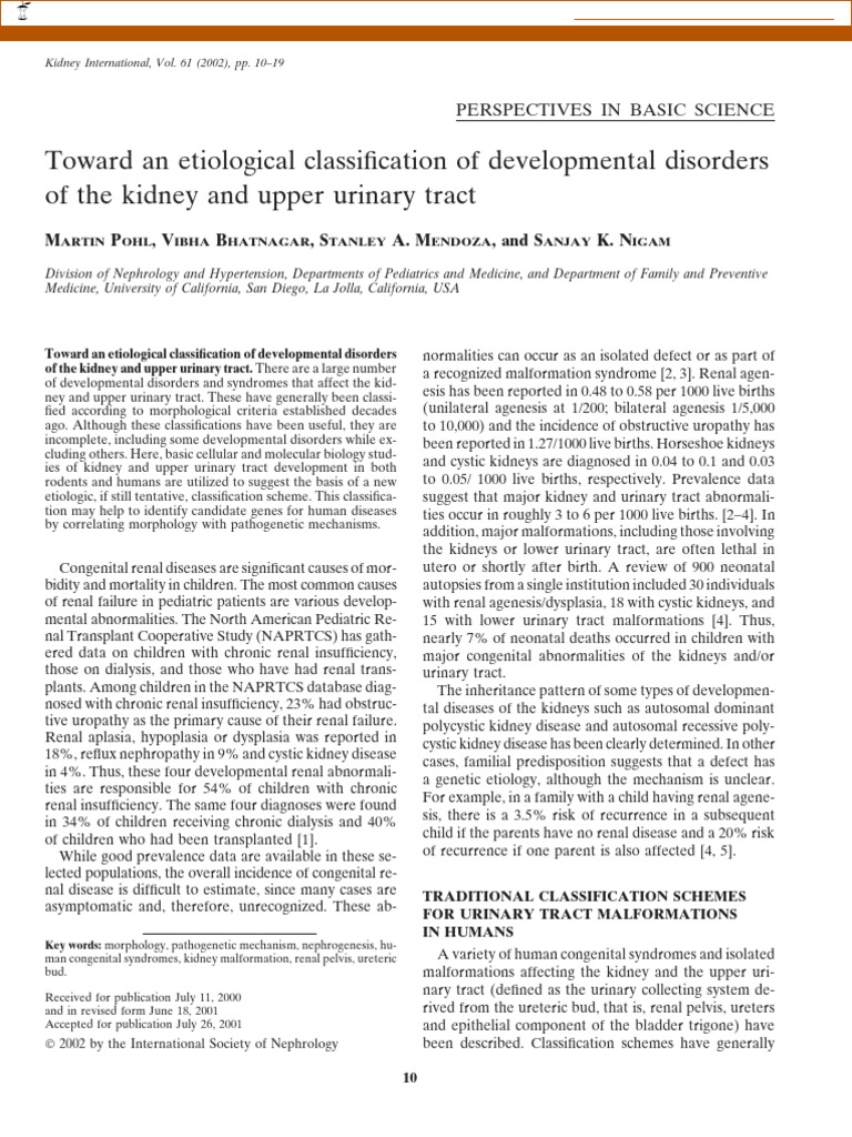 Etiological Classification of Kidney Disorders | PDF | Kidney | Kidney ...