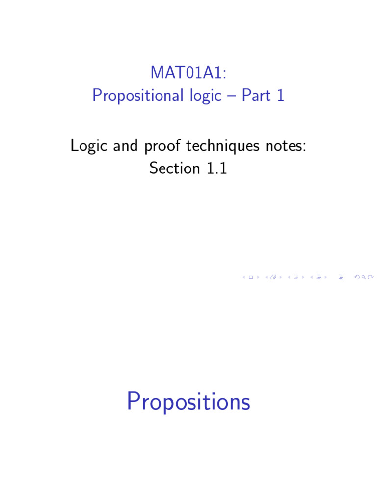 Propositional Logic Part 1 Moodle | PDF | If And Only If | Metalogic