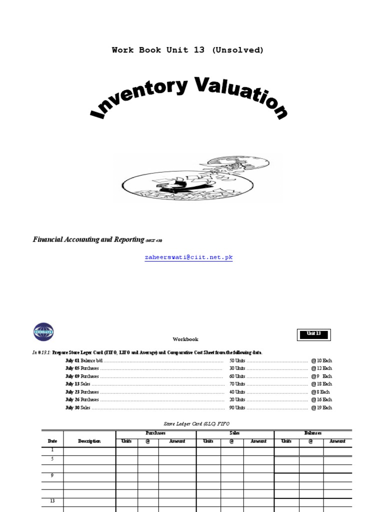 Work Book Unit 13 Inventory Valuation (Unsolved) | Download Free PDF | Inventory Valuation ...