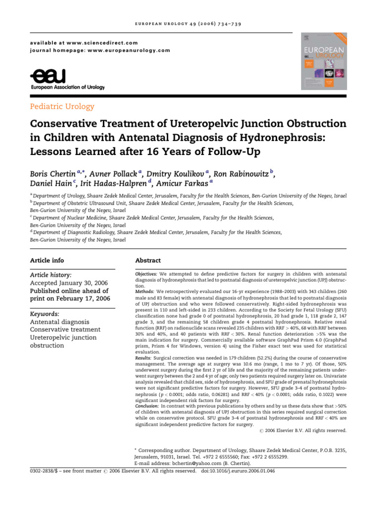 Pediatric UPJ Obstruction Treatment Insights | PDF | Maternal Health ...