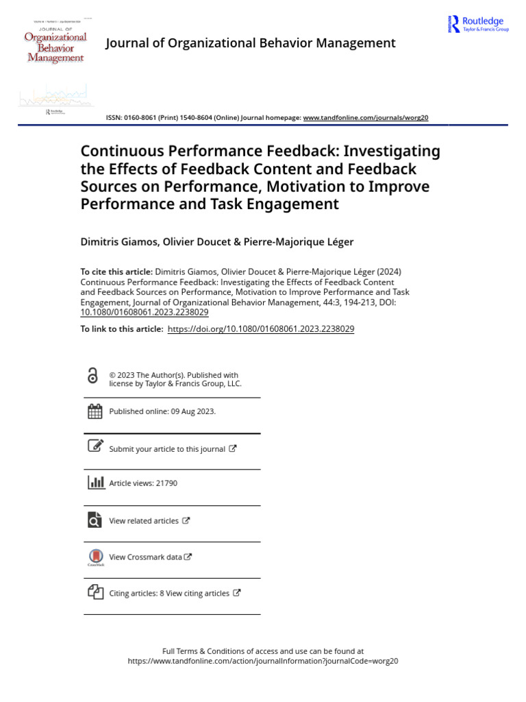 Continuous Performance Feedback Investigating The Effects of Feedback ...