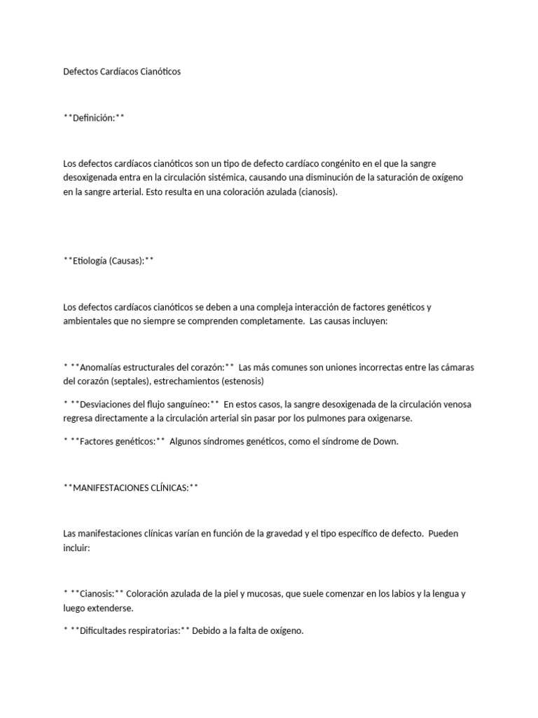 Defectos Cardía-WPS Office | PDF | Corazón | Sistema circulatorio