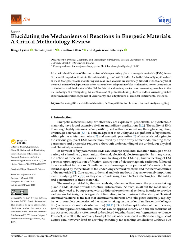Mechanisms of Reactions in Energetic Materials | PDF | Combustion ...