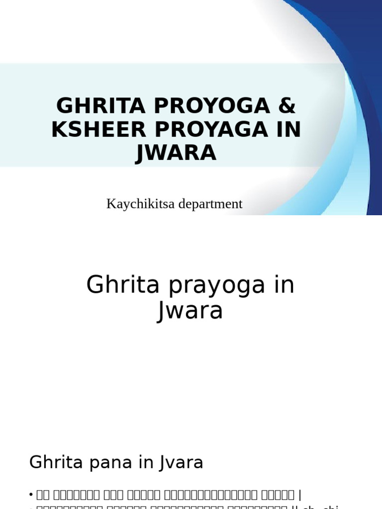 Ghrita and Ksheera in Jwara Treatment | PDF | Ayurveda