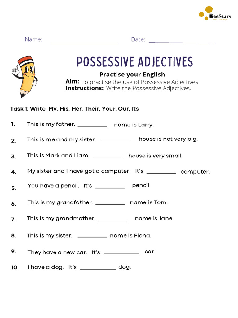 Practicing Possessive Adjectives Exercises | PDF