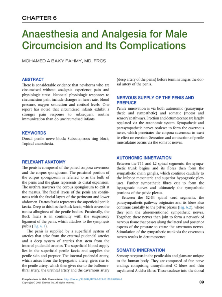 Anaesthesia and Analgesia For Male CS | PDF | Circumcision | Anesthesia