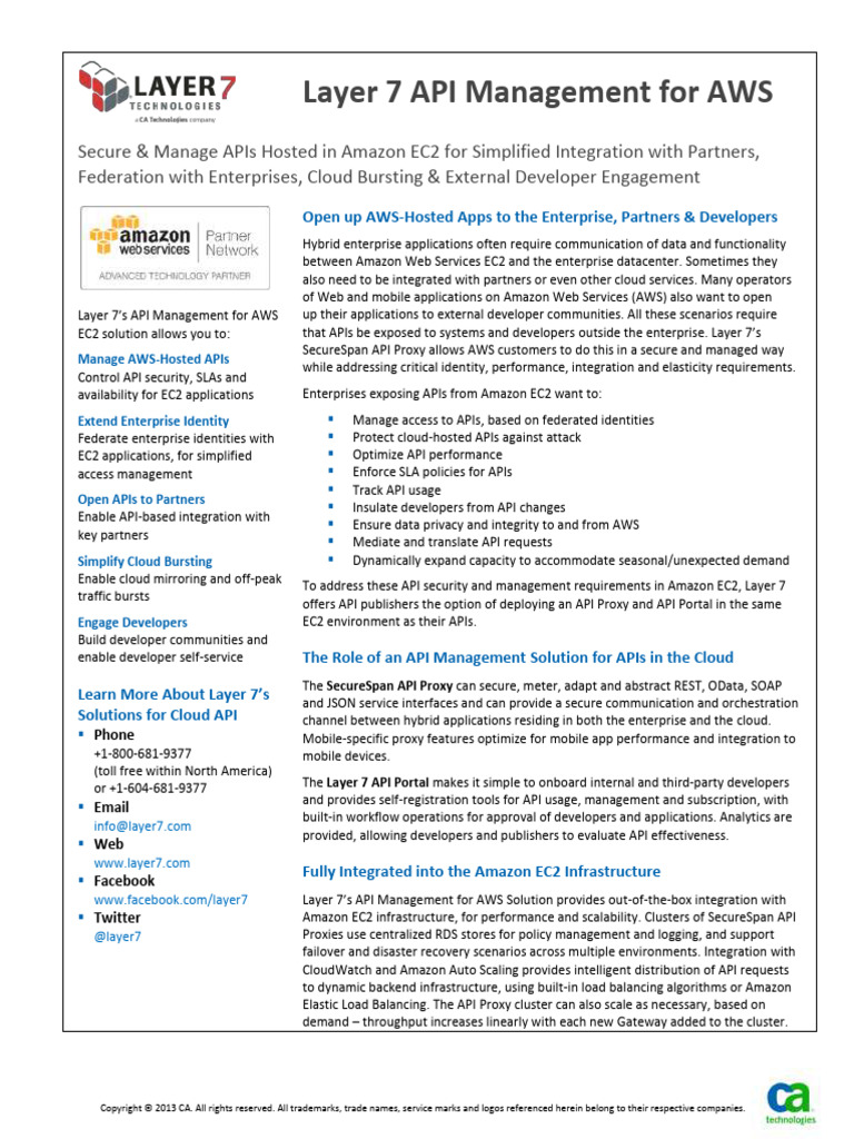 Layer 7 Api Management For Aws | PDF | Cloud Computing | Amazon Web Services