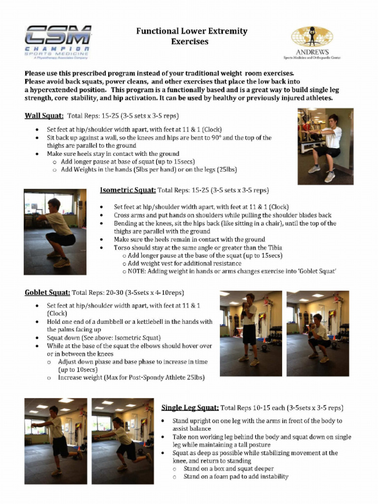 29 - Functional Lower Extremity Exercises Non-Spondy | PDF