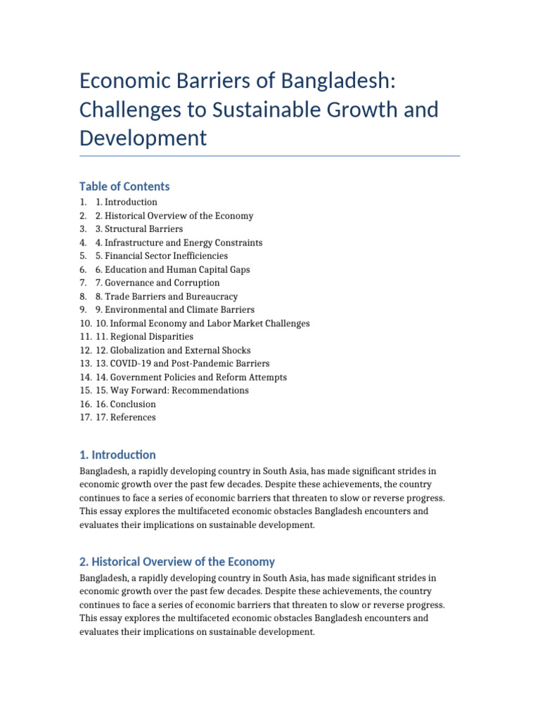 Economic Barriers of Bangladesh | PDF | Developing Country ...