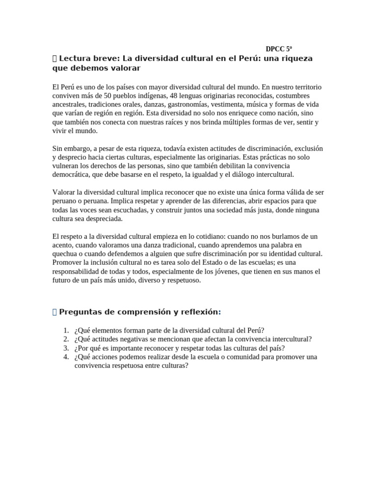 Lectura DPCC 5º | PDF