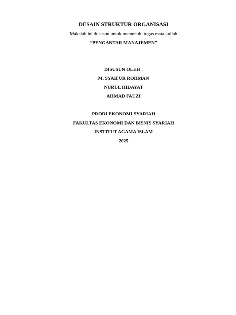 Desain Struktur Organisasi Efektif | PDF