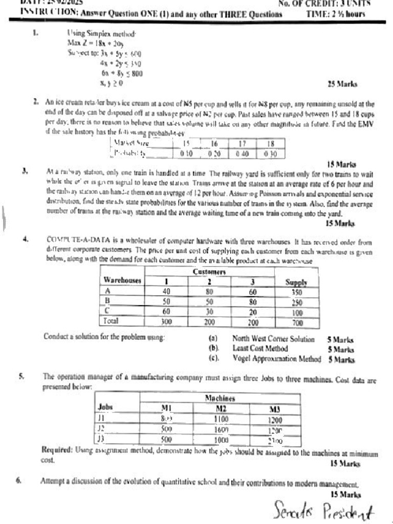 400 Level Past Questions | PDF