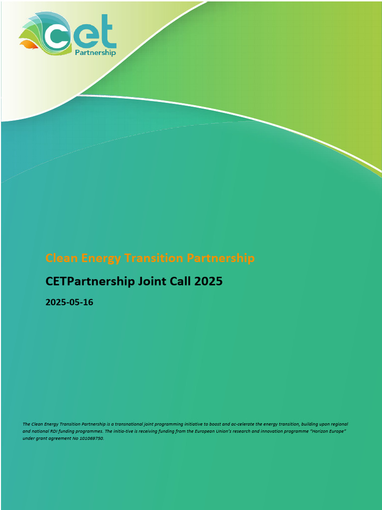 CETP Joint Call 2025-CallText v20250516 | PDF | Carbon Capture And ...