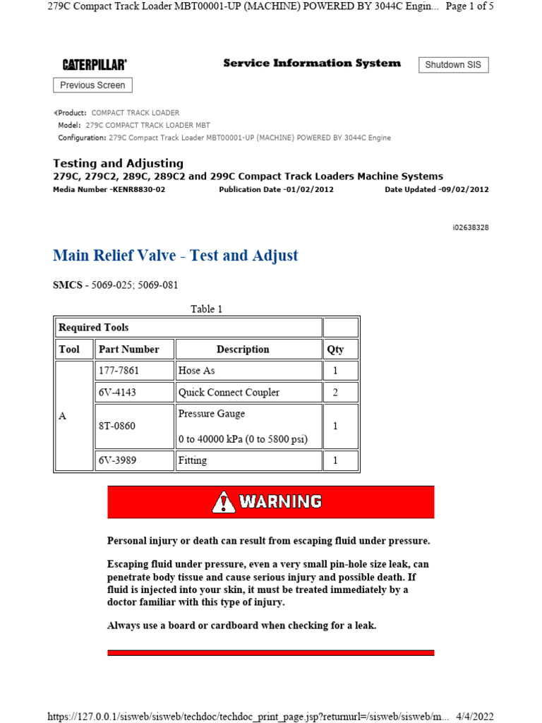 279C Compact Track Loader Relief Valve Guide | PDF | Valve ...