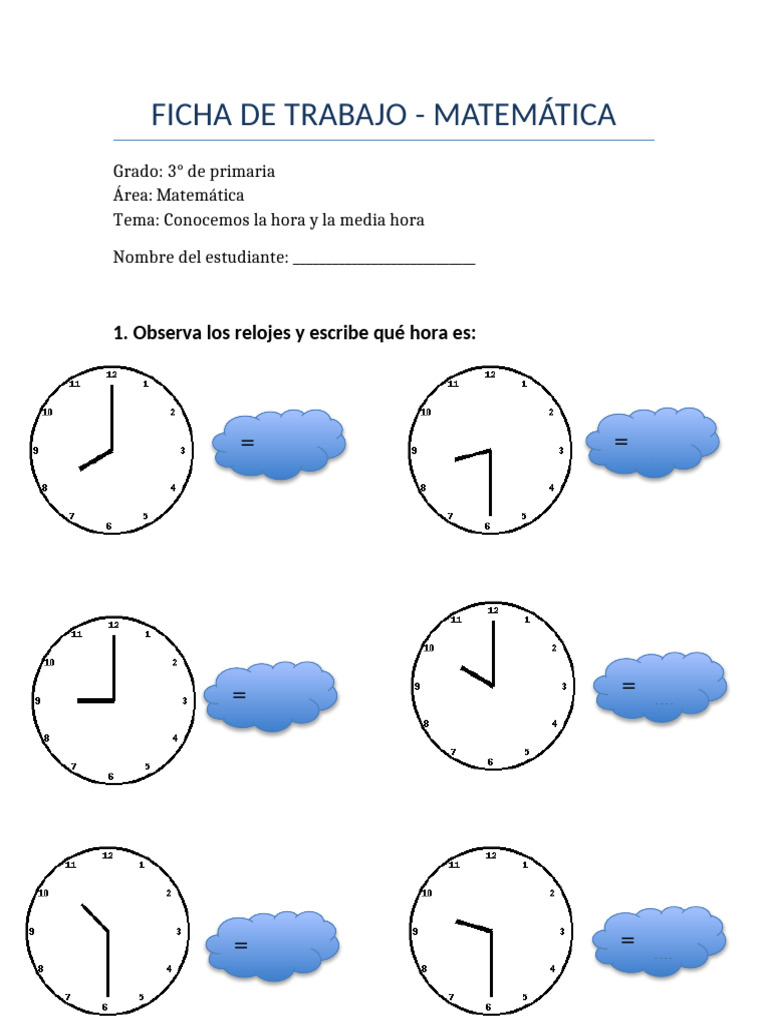 Ficha - Hora - MediaHora - Con - Imagenes - Ampliada-PARA EL LUNES | PDF