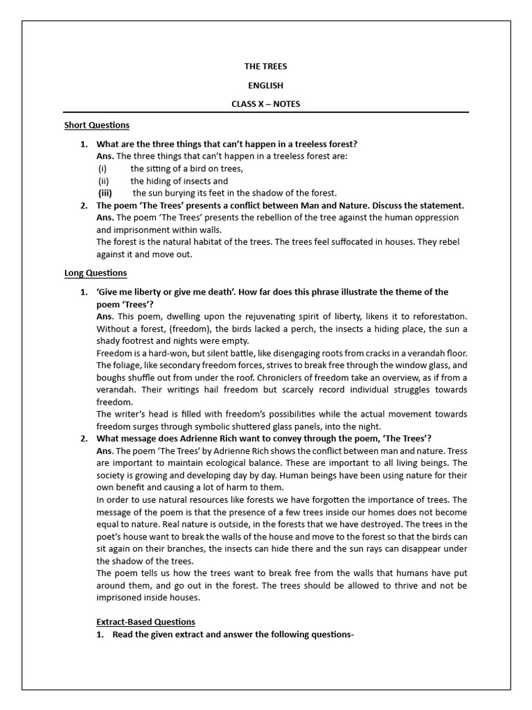 The Trees X English Notes | PDF | Trees