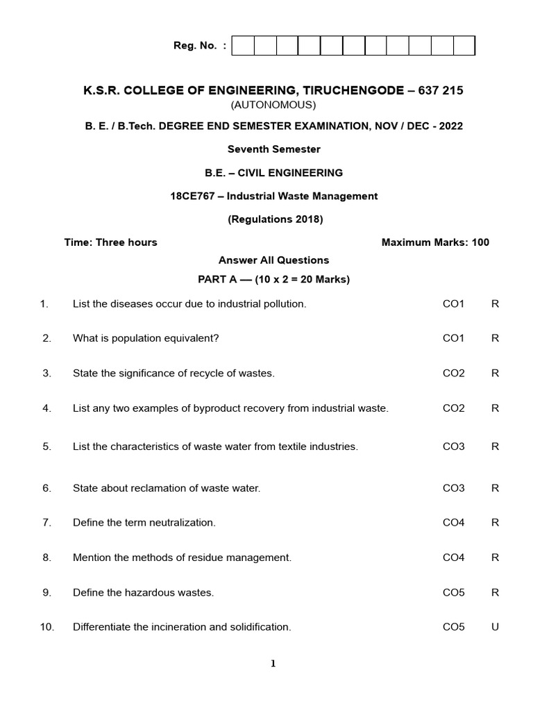 18BCE703 - 18CE767 - Industrial Waste Management | PDF | Waste | Waste Management