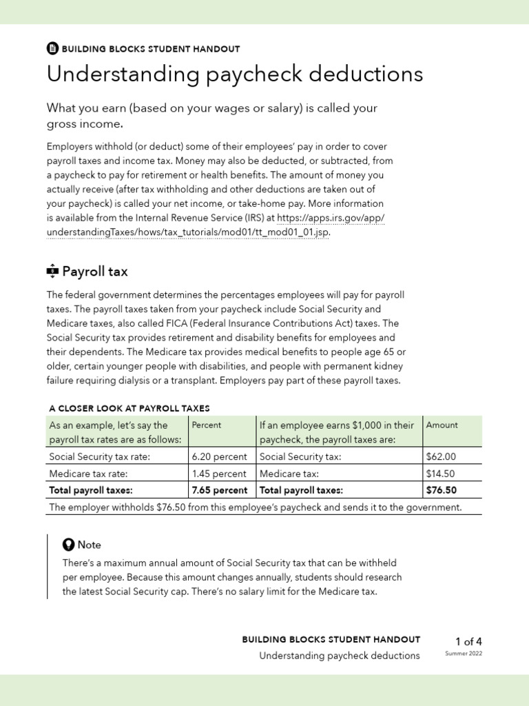 Understanding Paycheck Deductions Guide | PDF | Payroll Tax | Social ...