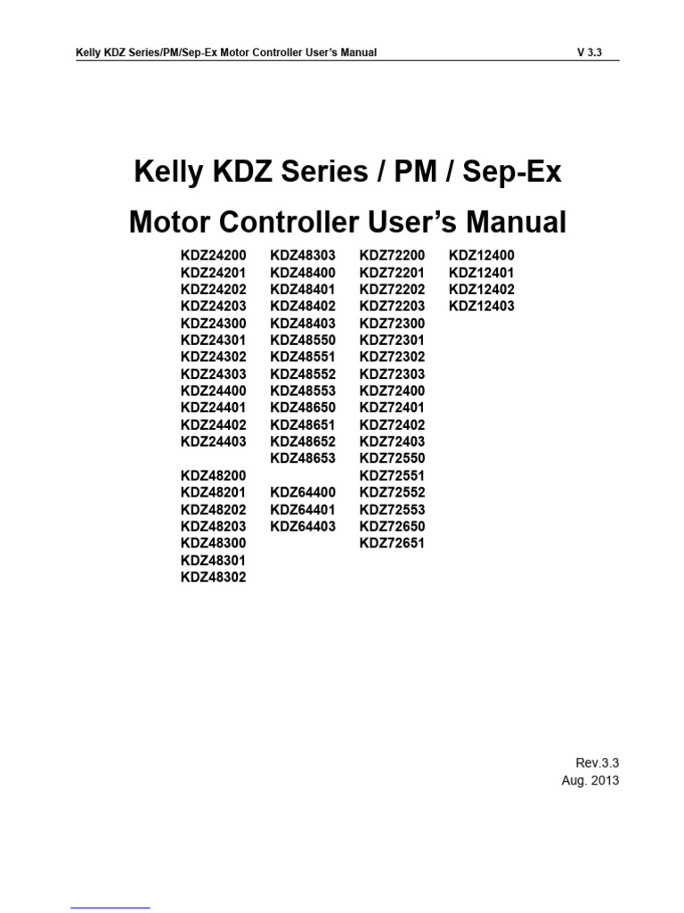 Kelly KDZ Motor Controller Manual V3.3 | PDF | Brake | Computer Engineering