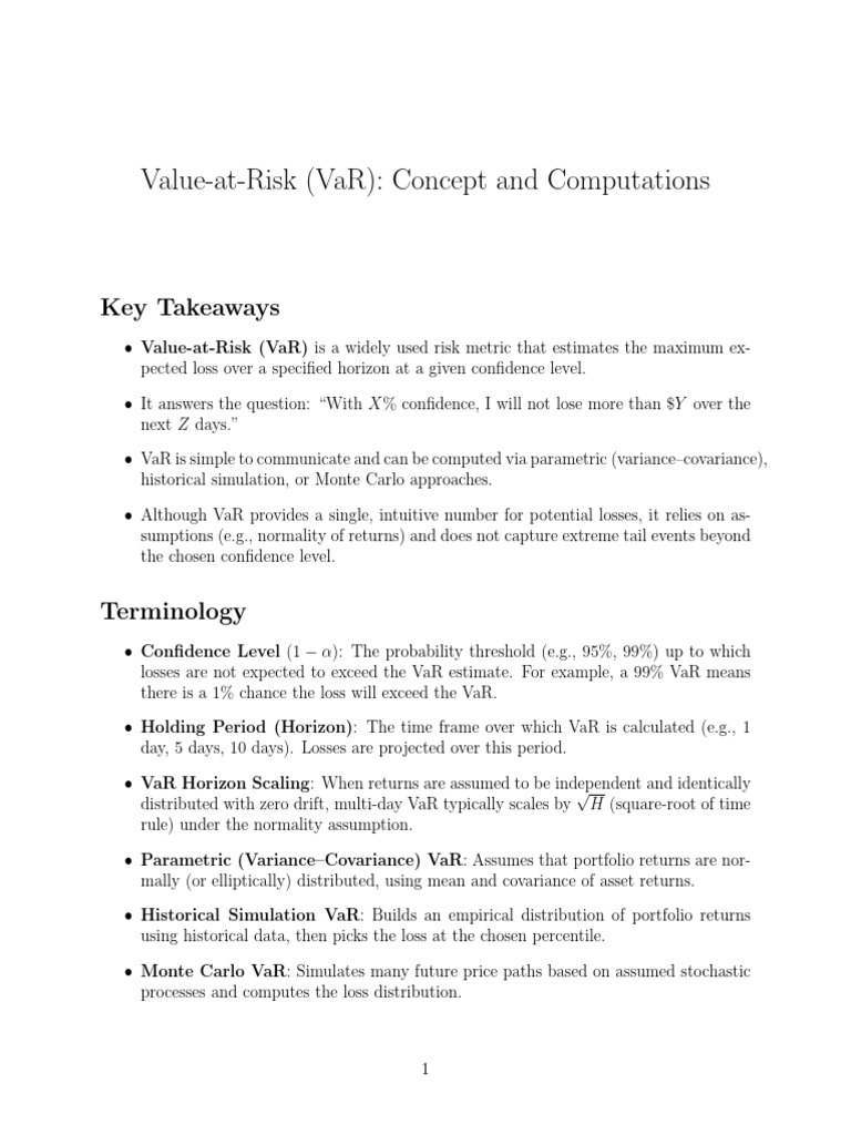 VAR Overview | PDF | Value At Risk | Statistical Theory