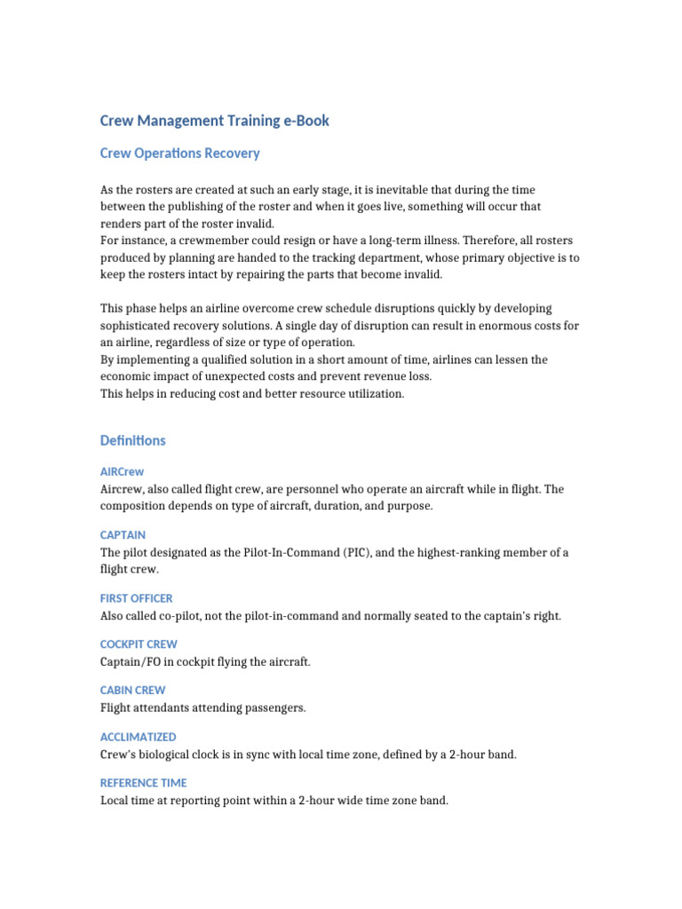 Crew Management and Recovery Solutions | PDF | Flight Attendant | Airlines