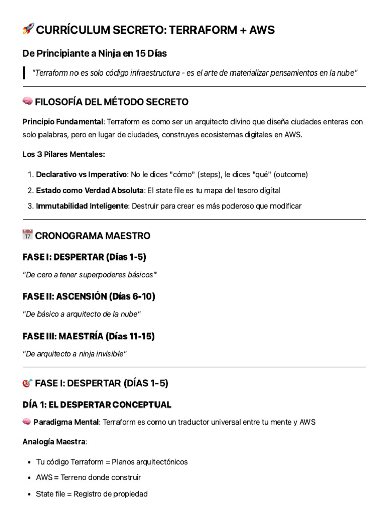 Currículum Secreto - Terraform + AWS - Maestría en 15 Días | PDF | Informática