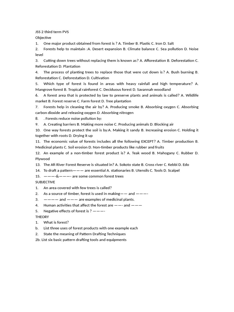 JSS 2 Third Term | PDF