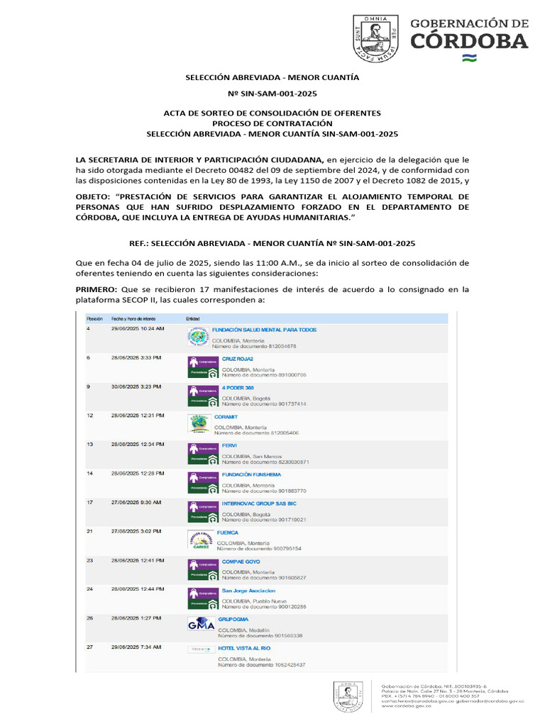 Acta de Sorteo Sin-Sam-001-2025 | PDF | Gobierno