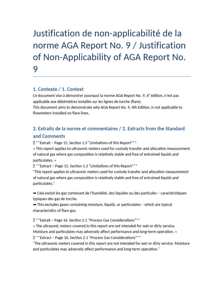 AGA9 Non Applicability Bilingual | PDF | Gases | Fluid Mechanics