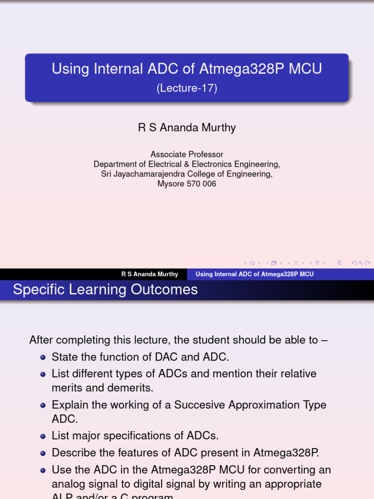 L17 Using Internal ADC of Atmega328P | PDF | Analog To Digital ...