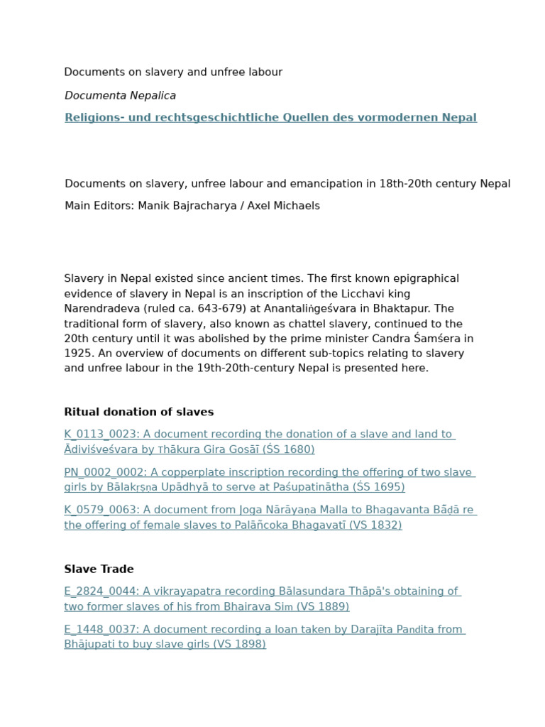 Documents On Slavery and Unfree Labour | PDF | Abolitionism | Loans
