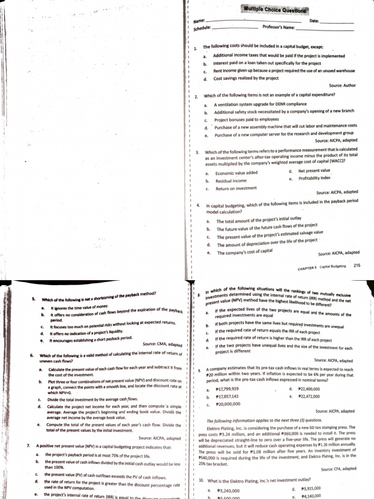 FM Chapter 5 Assignment | PDF | Net Present Value | Internal Rate Of Return